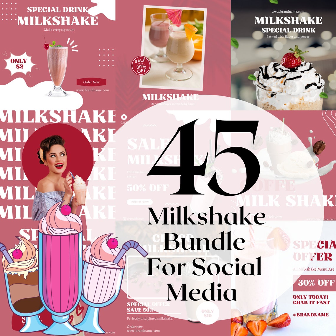 45 Milkshake Instagram Post Templates Milkshake Lovers - Etsy
