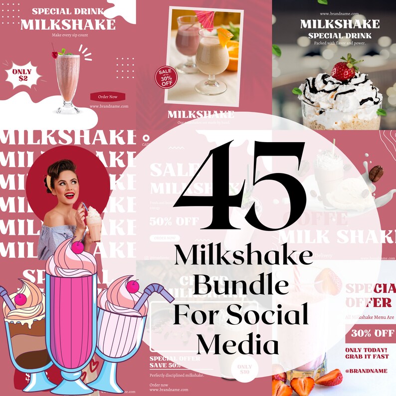 45 Milkshake Instagram Post Templates Milkshake Lovers - Etsy