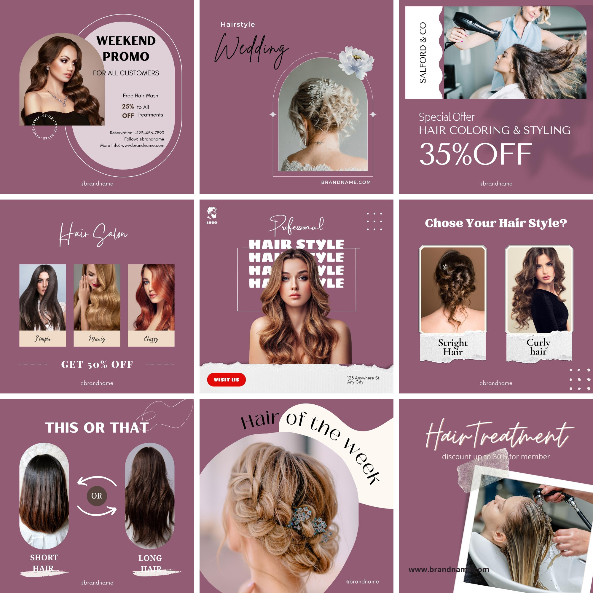 38 Hair Salon Services Editable Instagram Post Template Salon Owners - Etsy