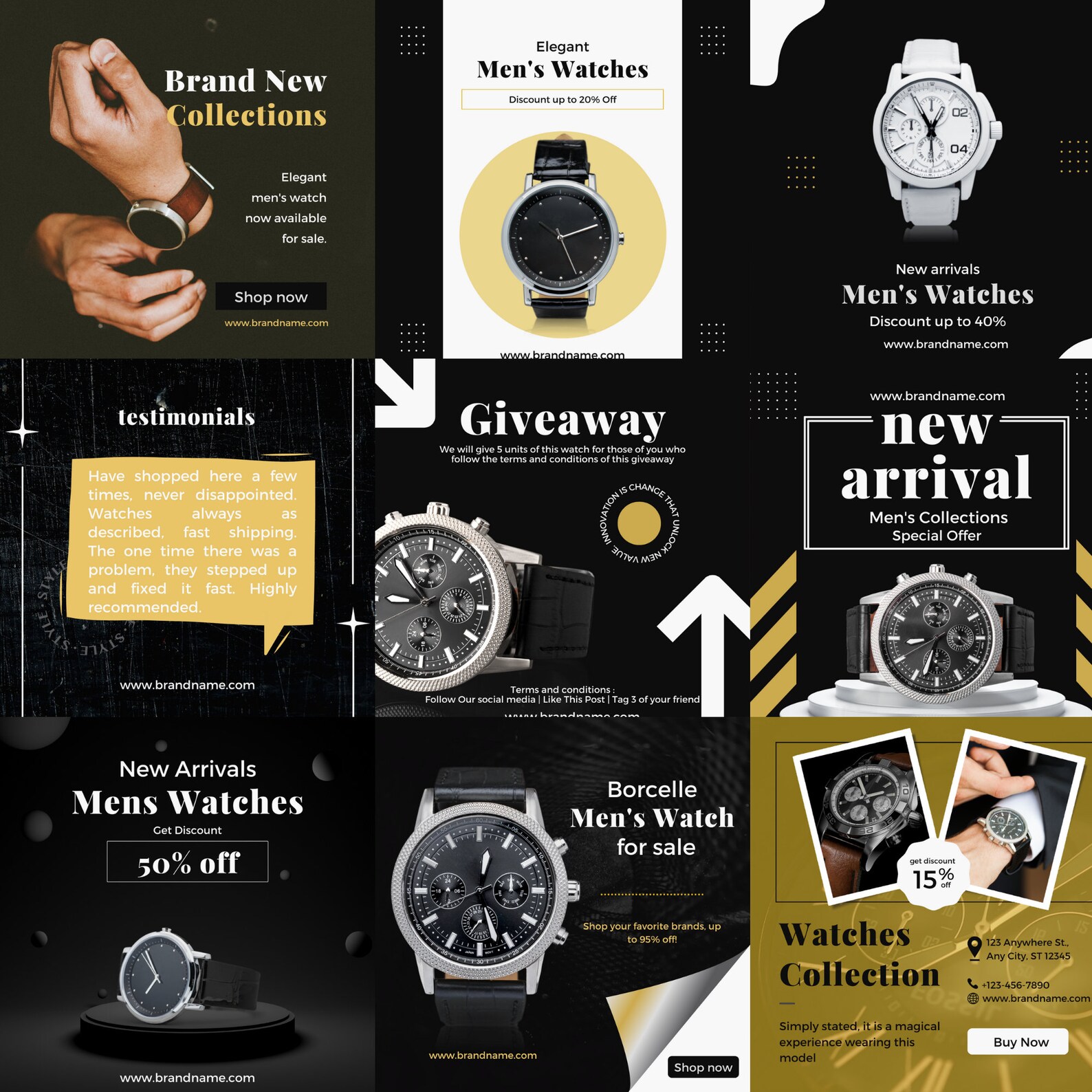 45 Men Watches Editable Instagram Post Canva Templates Watch Reatailers ...