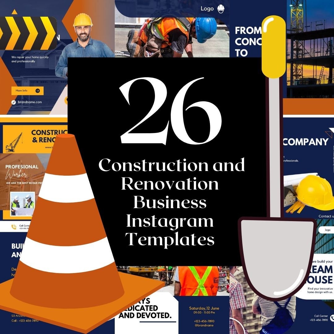 26 Construction and Renovation Business Instagram Social Media Kit ...