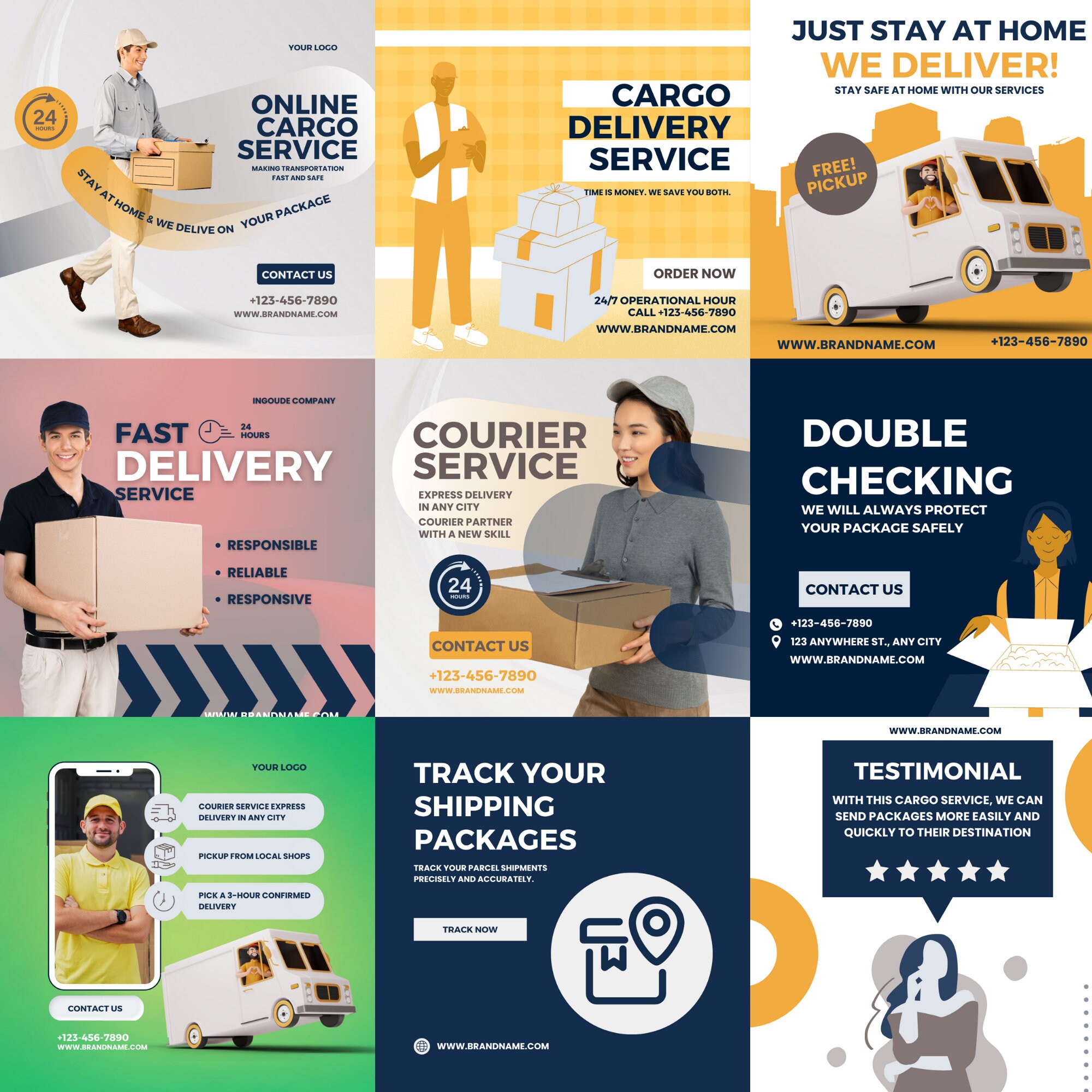 45 Cargo Services Editable Social Media Bundle Template Logistics ...