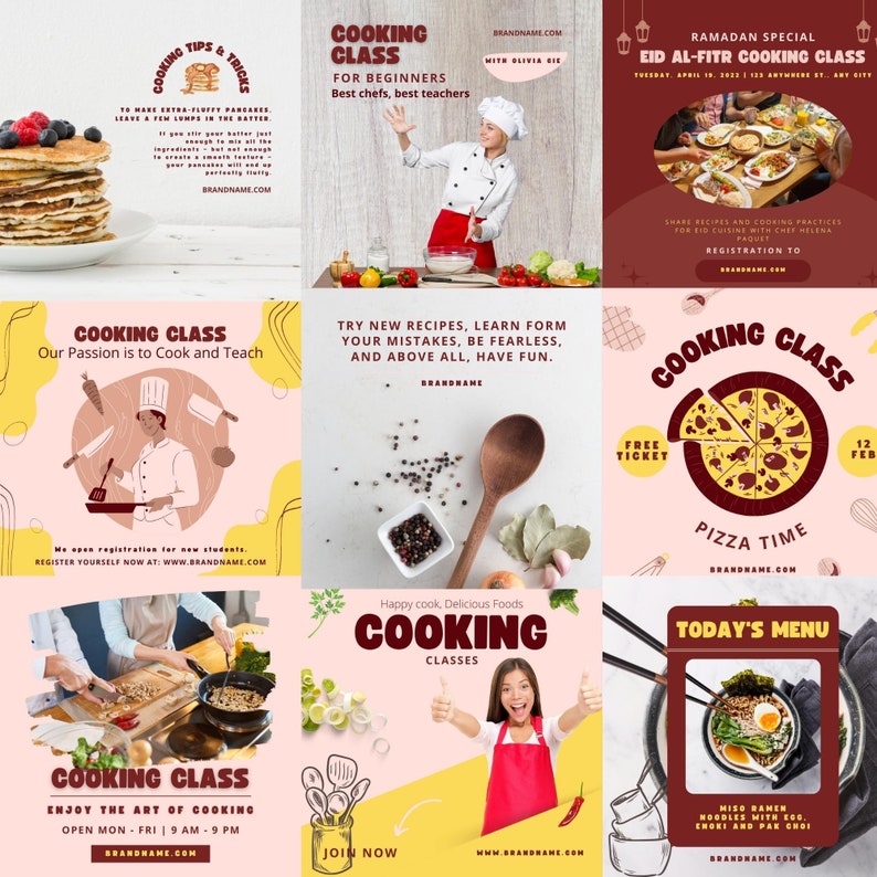 51 Cooking Classes Instagram Post Templates Chefs - Etsy