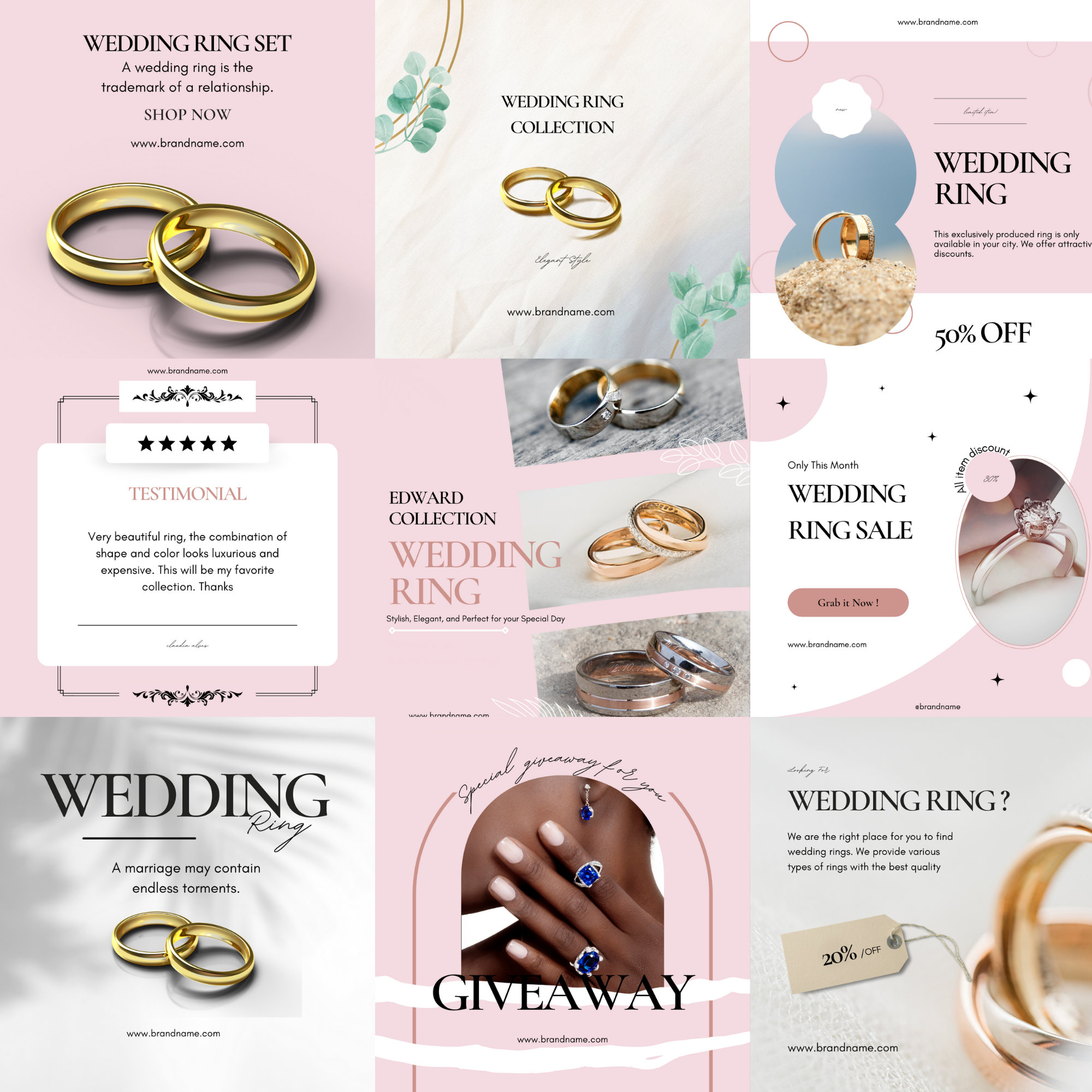 32 Wedding Rings Instagram Post Templates Wedding Planners - Etsy