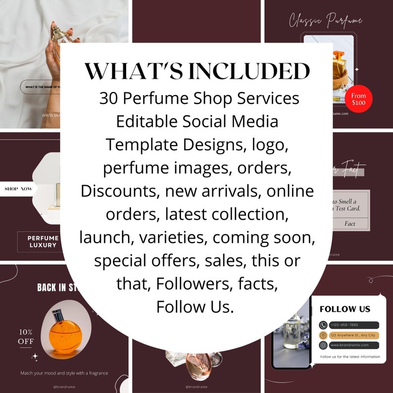 30 Perfume Shop Services Instagram Post Template Bundle Fragrance - Etsy