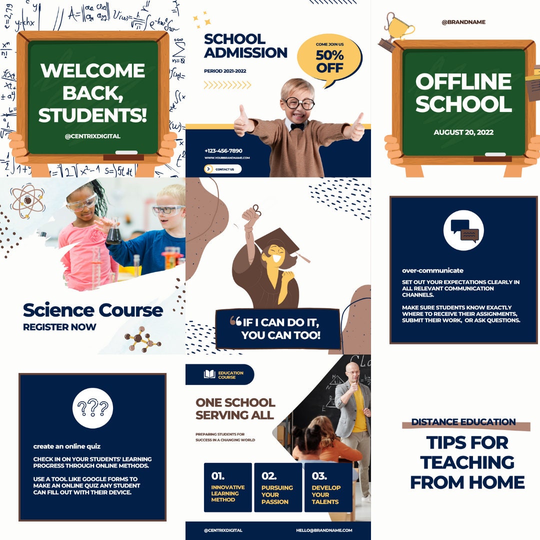 45 Education Social Media Kit, School Templates, Back to School, Canva ...