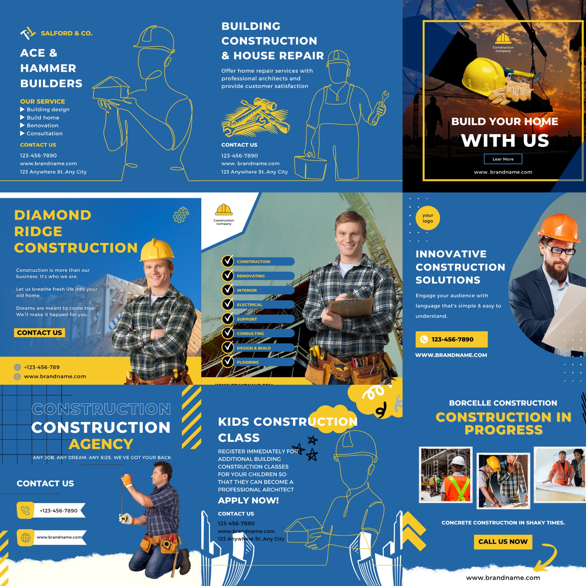 80 Construction Eye-catching Instagram Post Templates Canva Templates ...