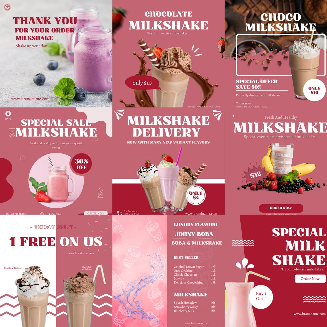 45 Milkshake Instagram Post Templates Milkshake Lovers - Etsy