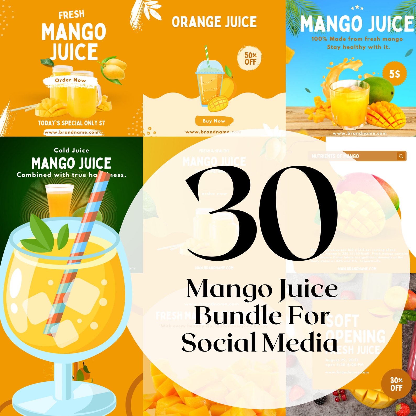 30 Mango Juice Shop Instagram Post Templates Editable Canva Templates ...