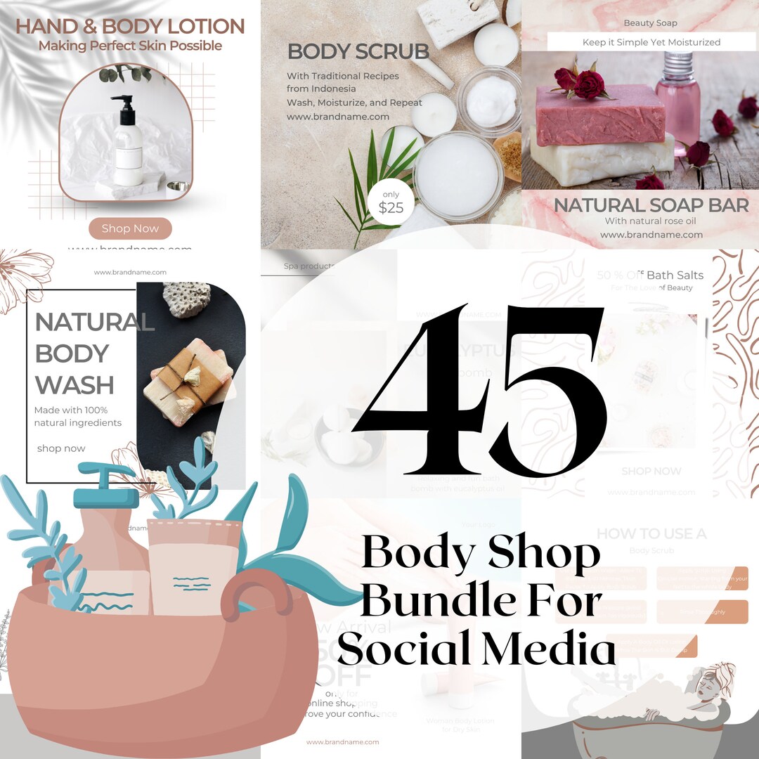 45 Body Shop Editable Canva Social Media Templates Instagram Canva ...