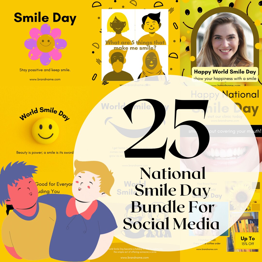 25 National Smile Day Editable Instagram Post Templates Photographers ...