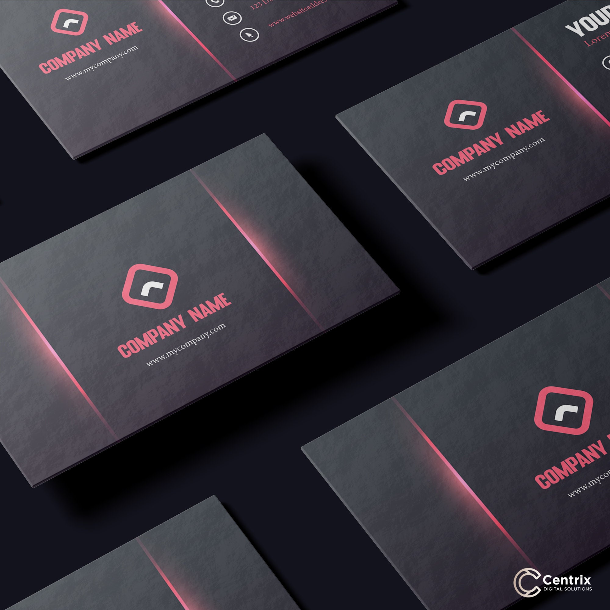 Marketing Service Business Card Template With Red Shade Business Cards ...