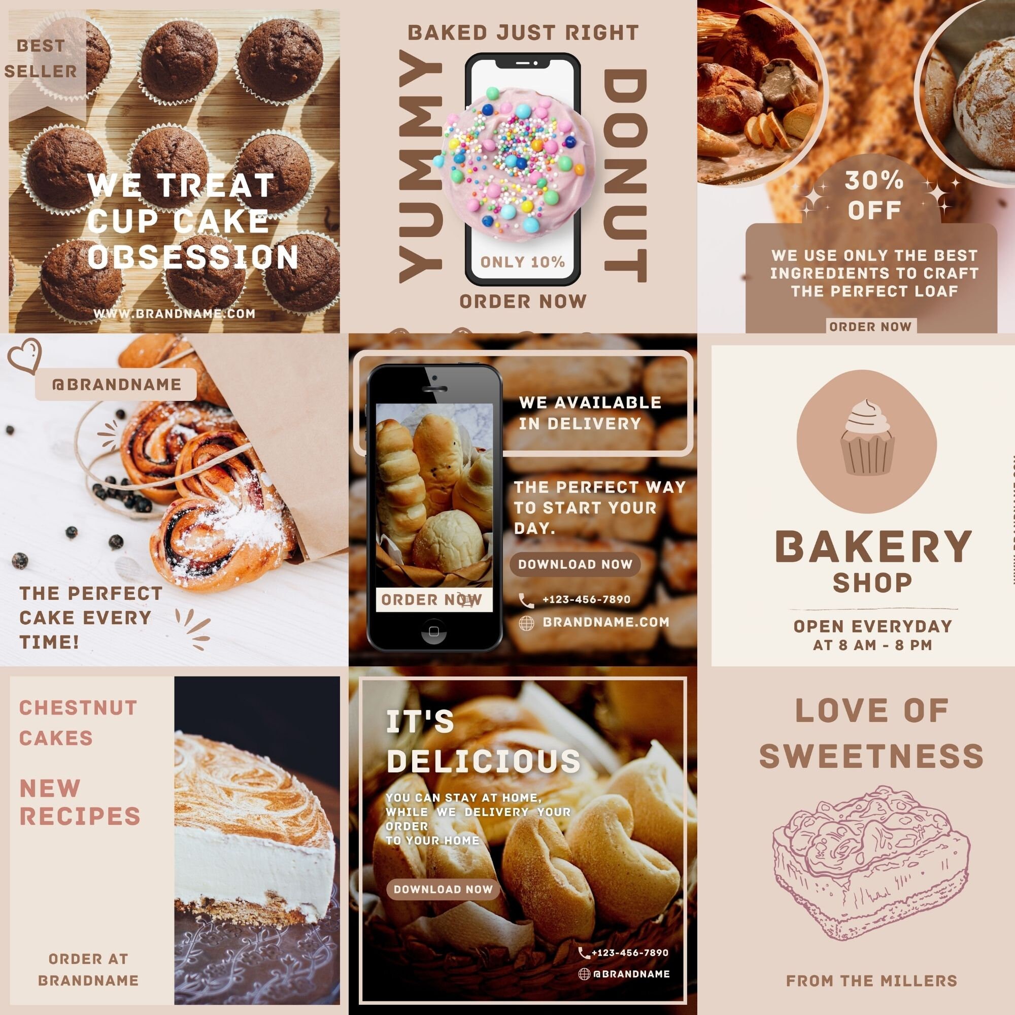 38 Social Media Bakery Editable Pack Instagram Post Kit Bakers - Etsy ...