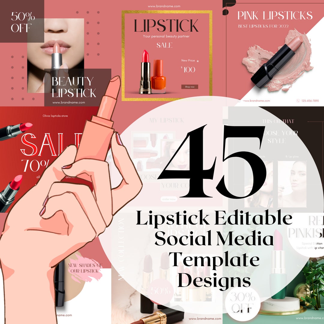 45 Lipstick Canva Templates for Instagram Post Makeup Artists - Etsy