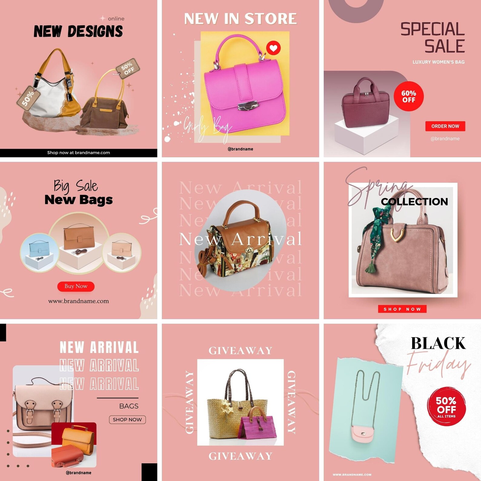 30 Bag Shop Social Media Content Template Instagram Feed Social Media ...