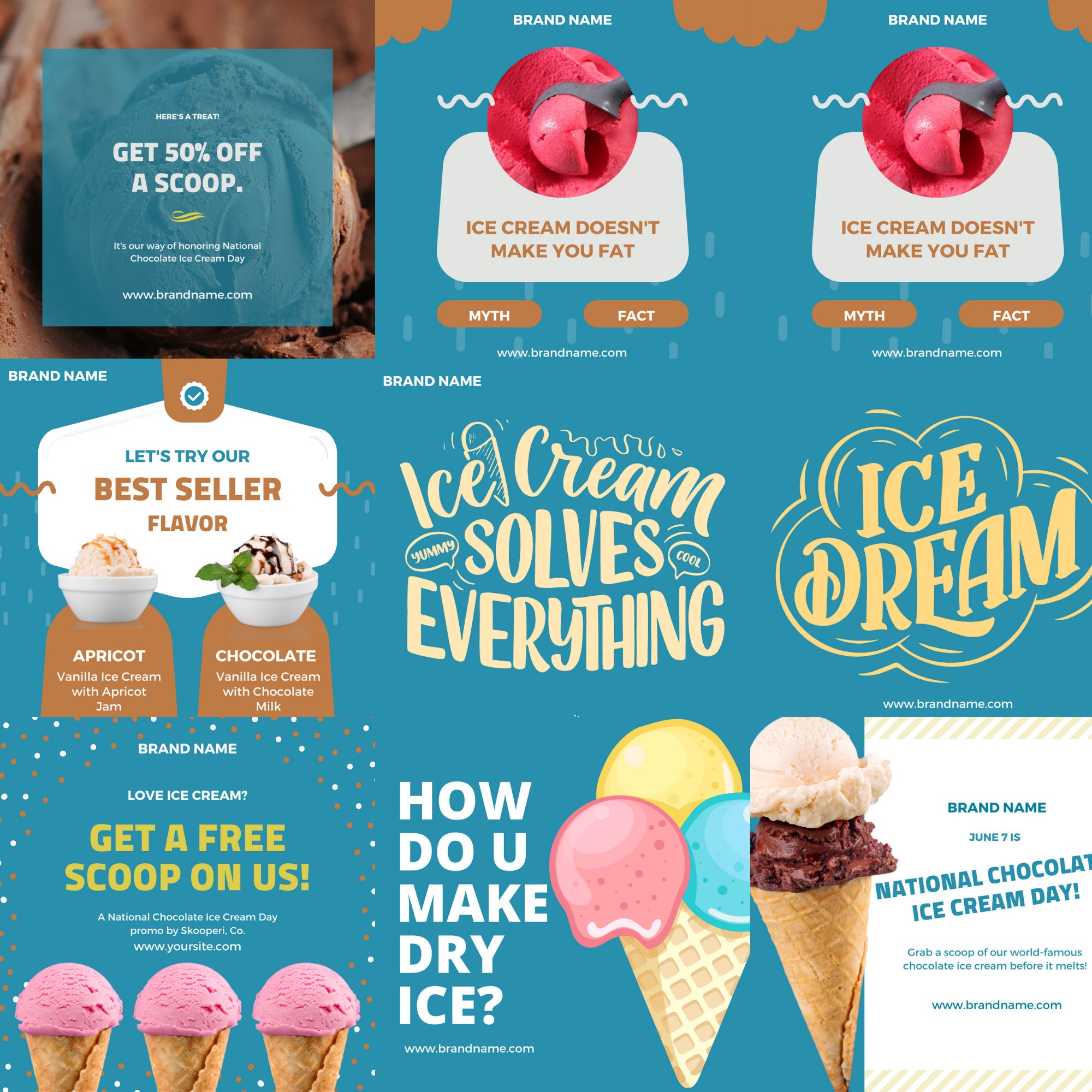 30 Ice Cream Business Instagram Post Templates Ice Cream Lovers - Etsy