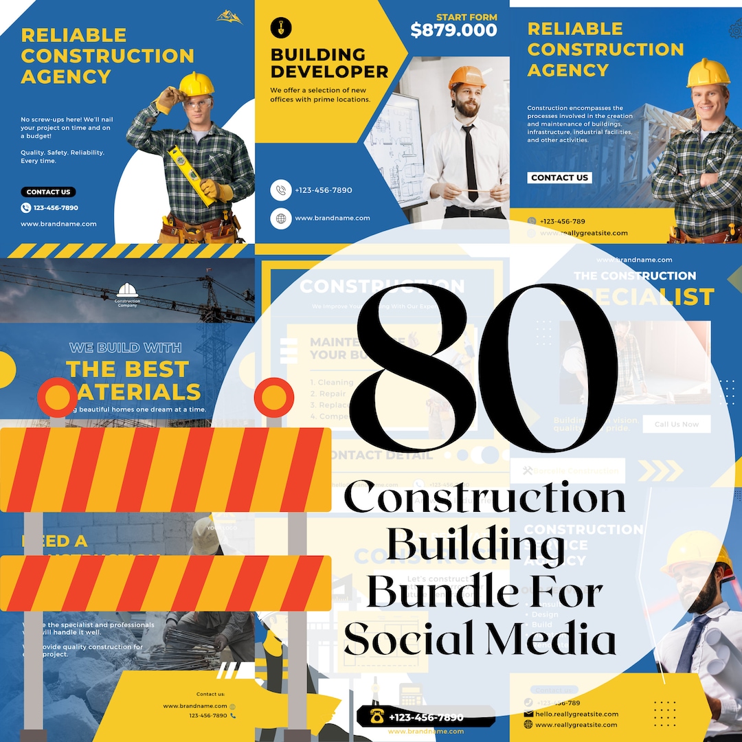 80 Construction Eye-catching Instagram Post Templates Canva Templates ...