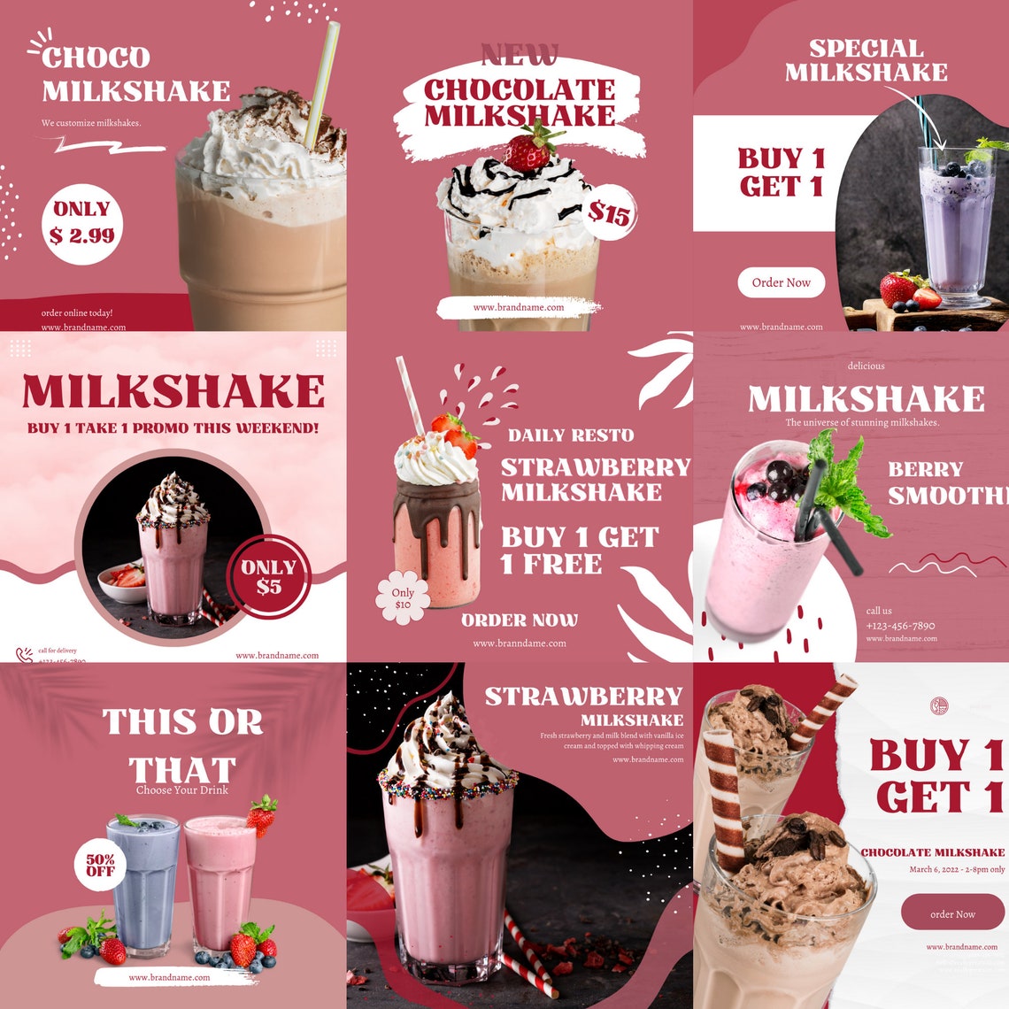 45 Milkshake Instagram Post Templates Milkshake Lovers - Etsy