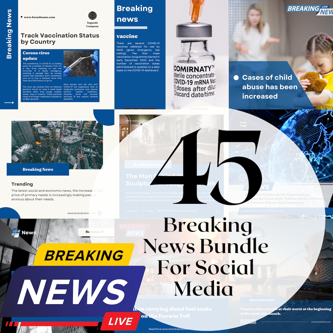 45 Breaking News Social Media Posts Templates Newscast News Station ...