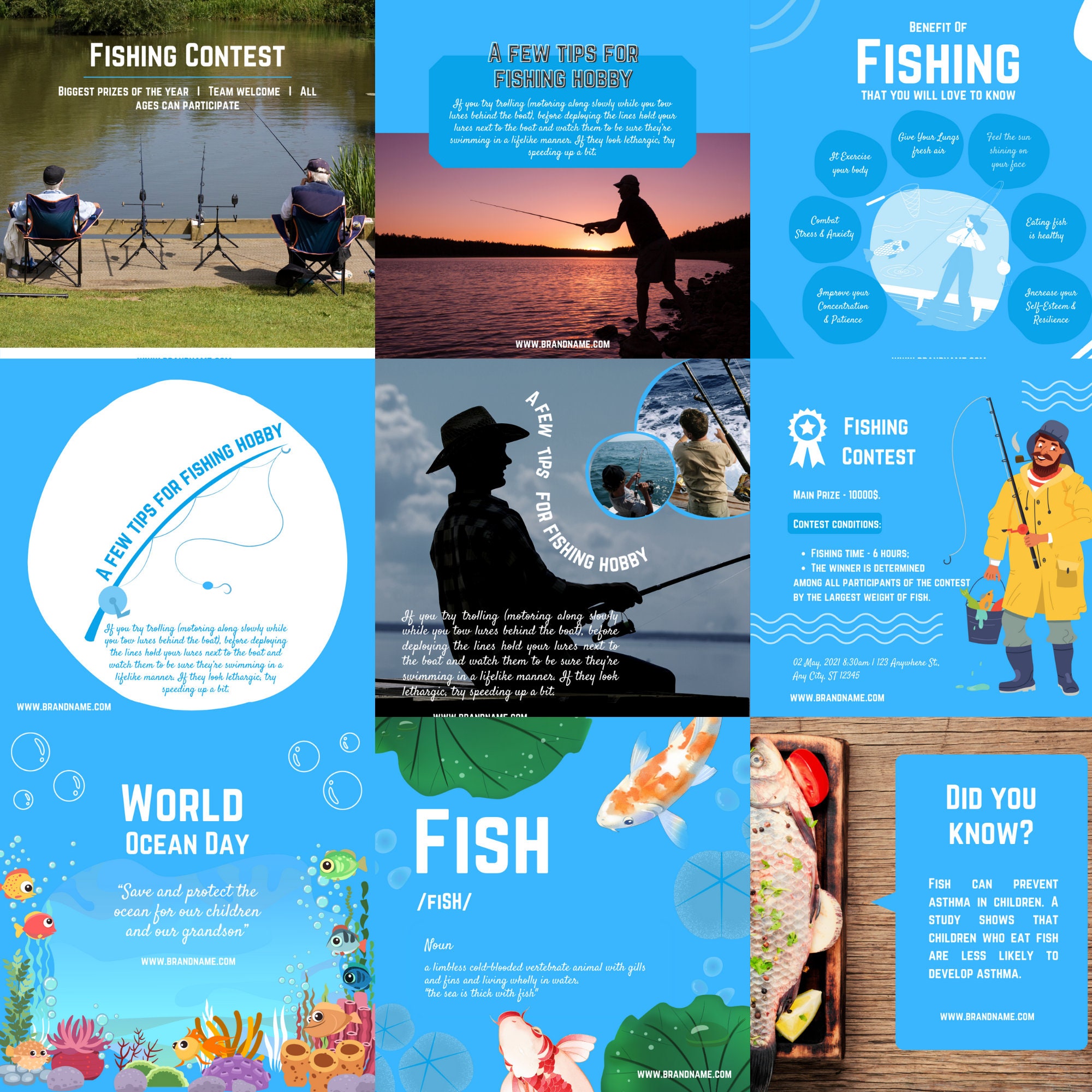 25 Fishing Editable Templates for Instagram Feed Outdoor Activity - Etsy