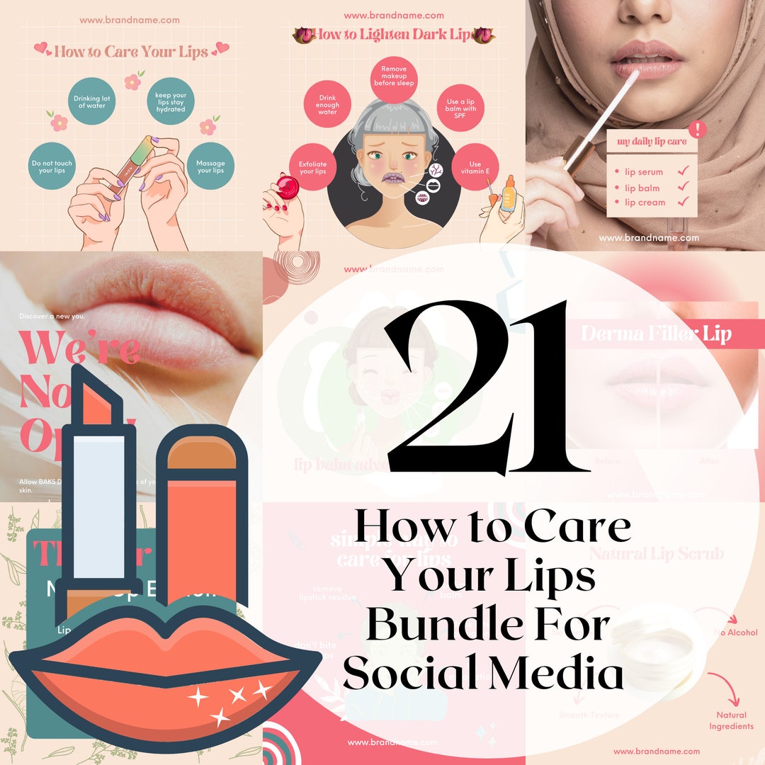 21 How to Care Your Lips Editable Social Media Posts Template Facial ...