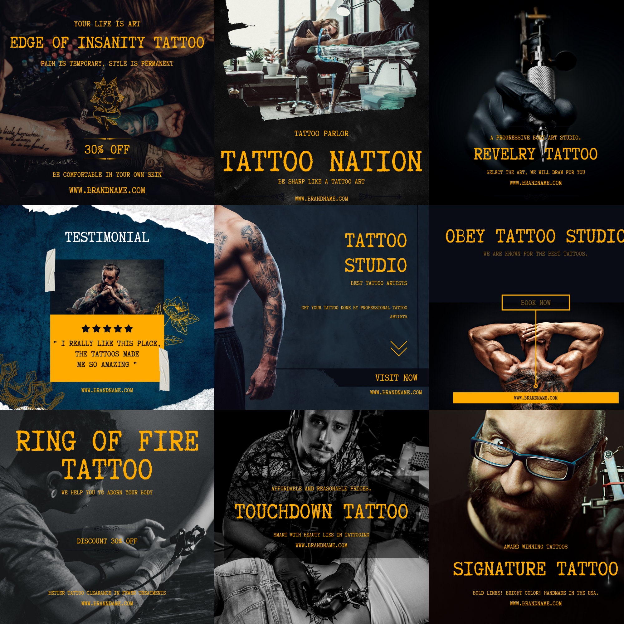 25 Tattoo Studio Editable Instagram Post Template Tattoo Studio - Etsy