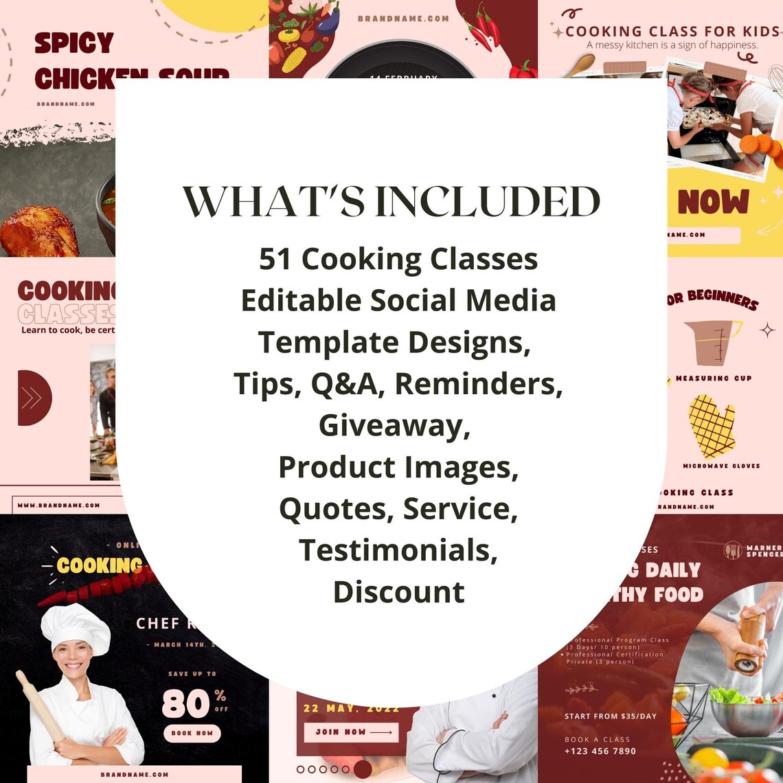 51 Cooking Classes Instagram Post Templates Chefs - Etsy