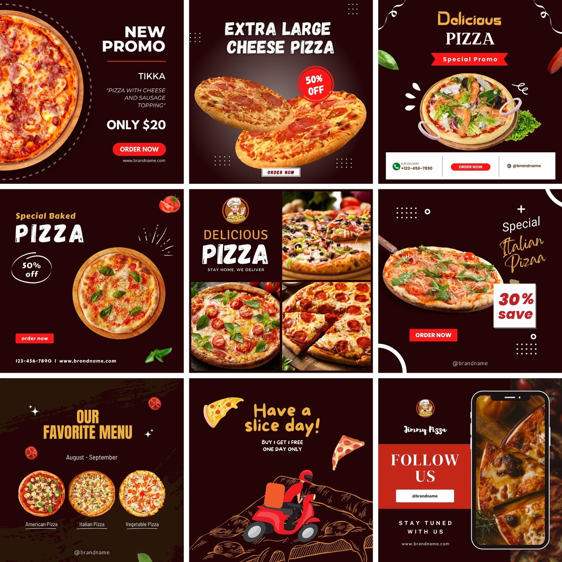 35 Pizza Shop Services Bundle for Social Media Pizzeria Social Media ...