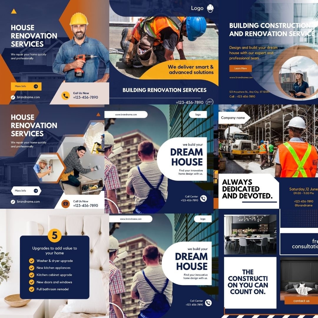26 Construction and Renovation Business Instagram Social Media Kit ...