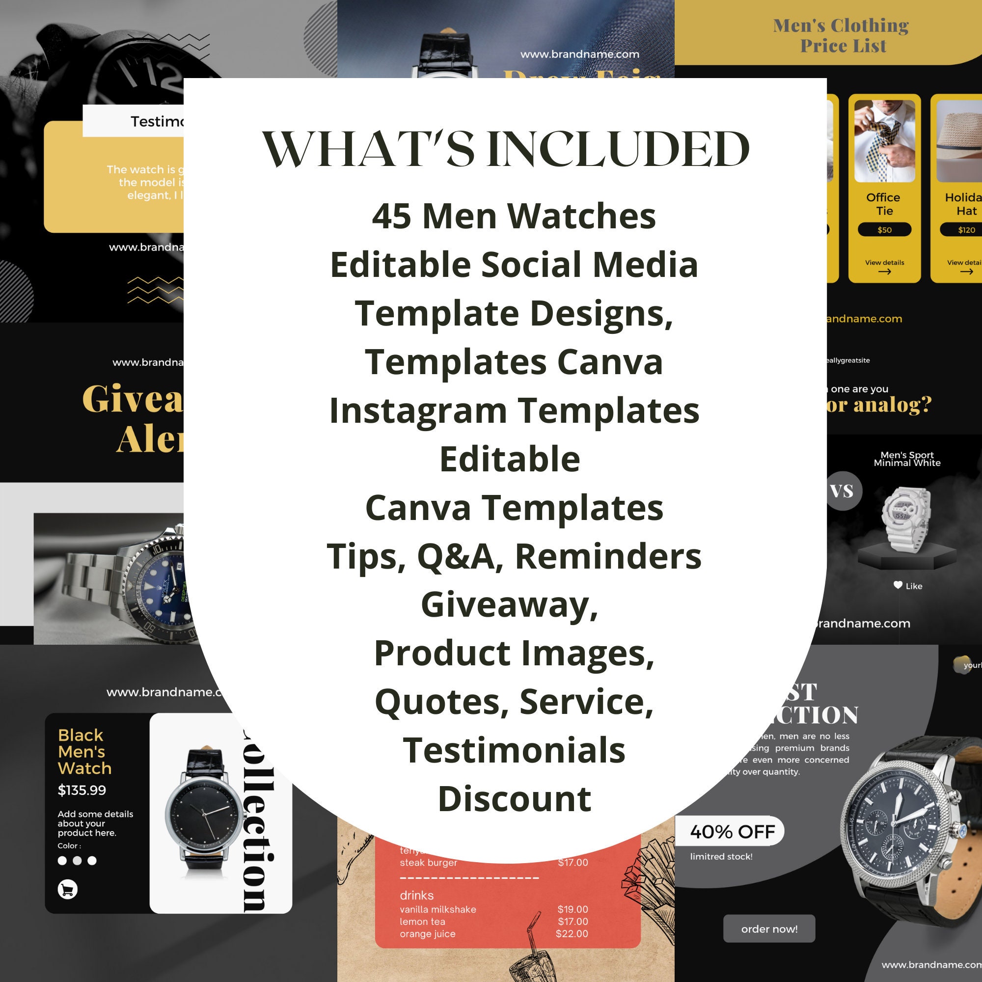45 Men Watches Editable Instagram Post Canva Templates Watch Reatailers ...