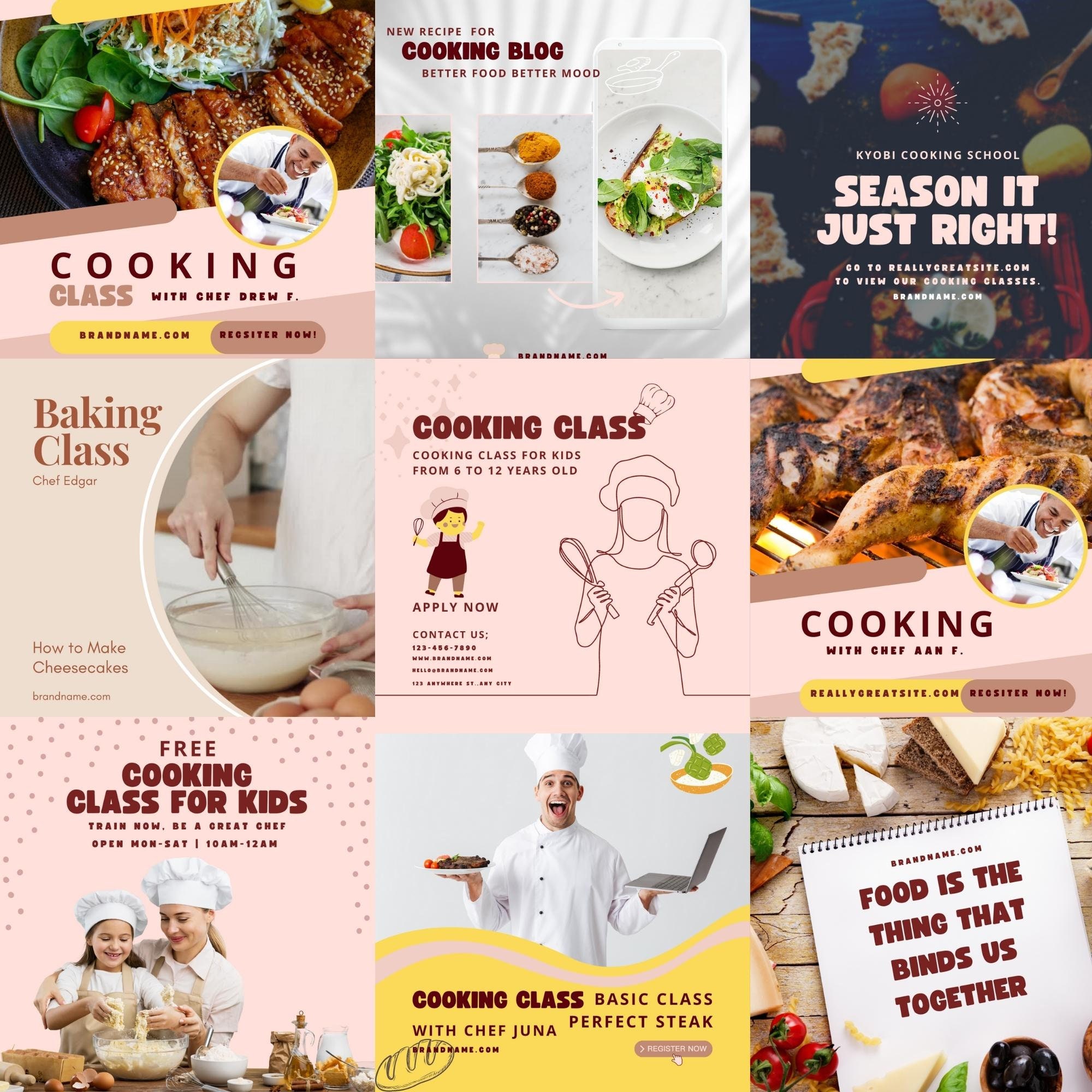 51 Cooking Classes Instagram Post Templates Chefs - Etsy