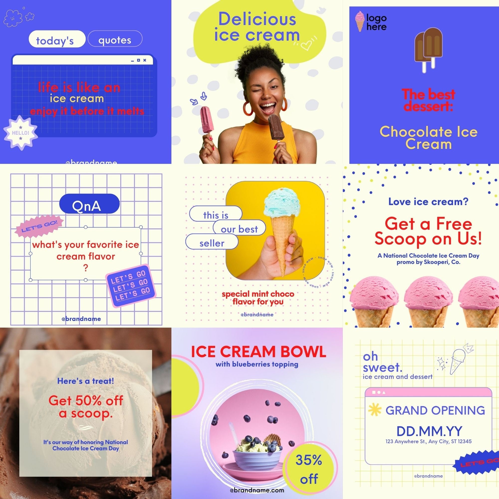 30 Ice Cream Shop Instagram Post Templates Ice Cream - Etsy