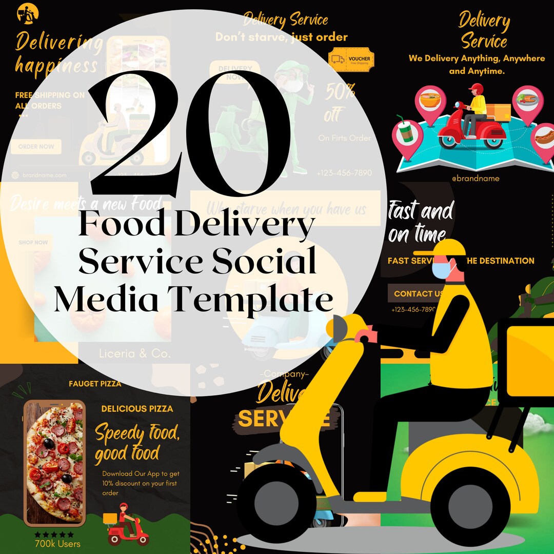 20 Food Delivery Service Instagram Post Template Food Delivery - Etsy