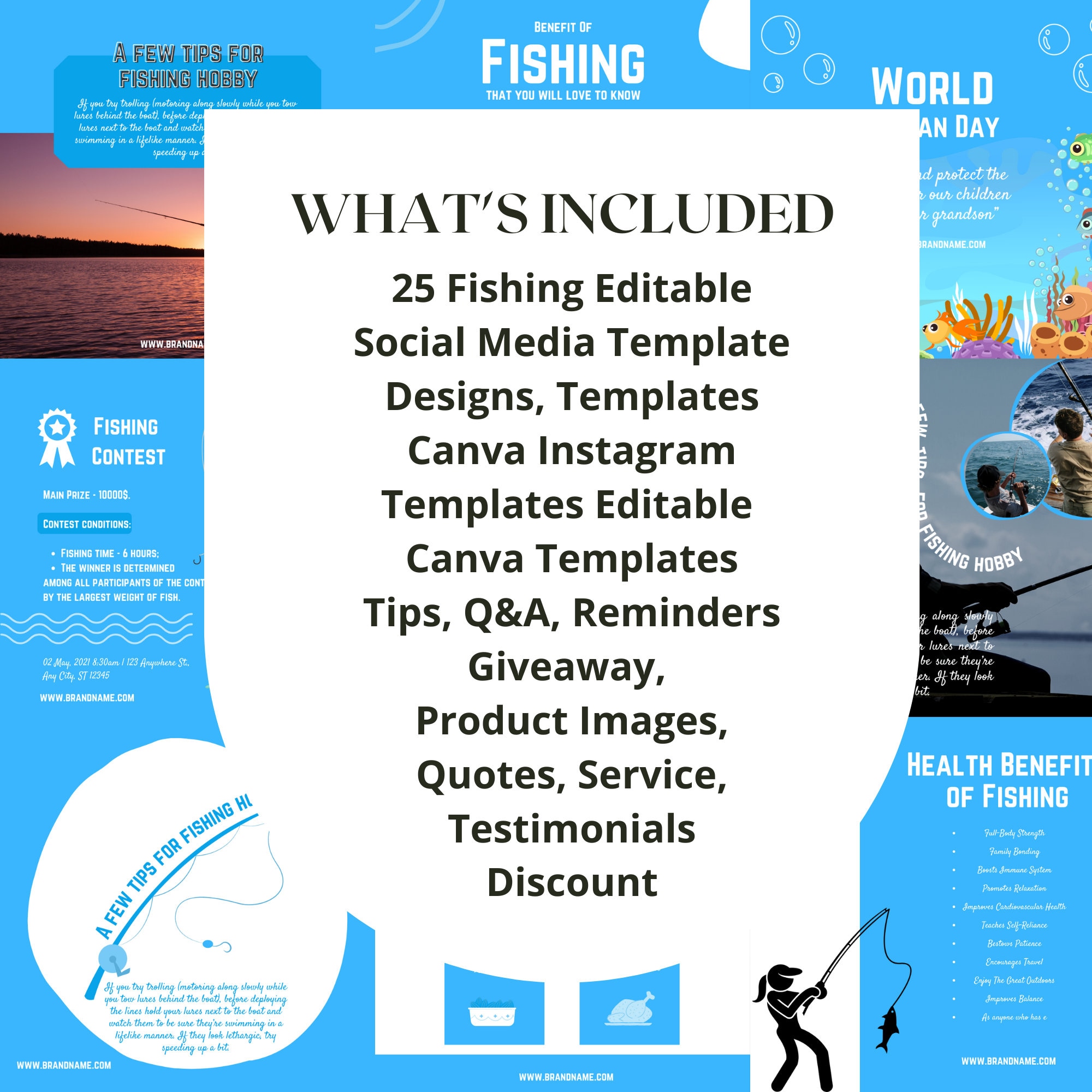 25 Fishing Editable Templates for Instagram Feed Outdoor Activity - Etsy