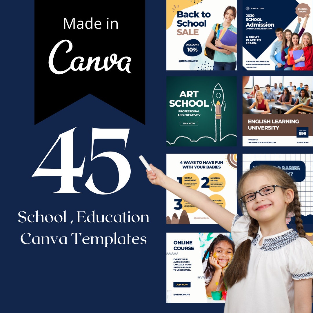45 Education Social Media Kit, School Templates, Back to School, Canva ...