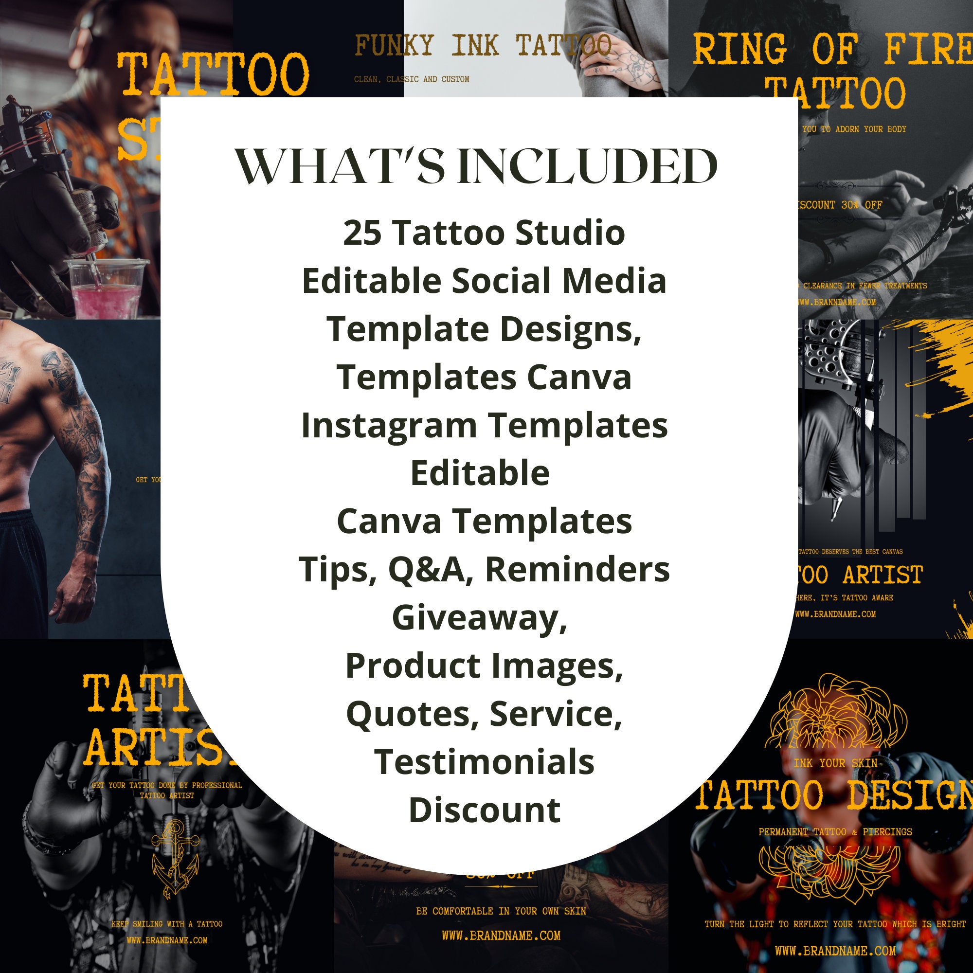 25 Tattoo Studio Editable Instagram Post Template Tattoo Studio - Etsy