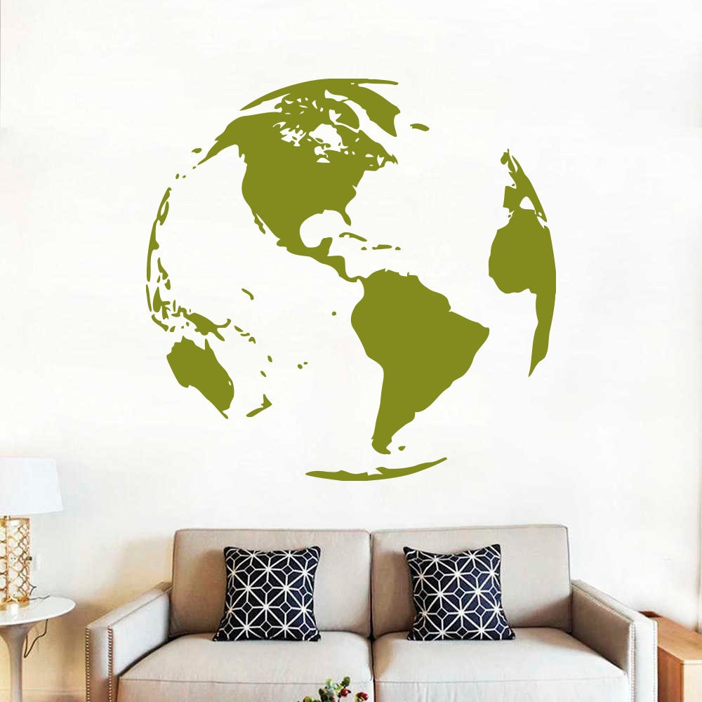 Home Décor Home & Living Earth Sticker/Globe Wall Decal/Planet Earth ...