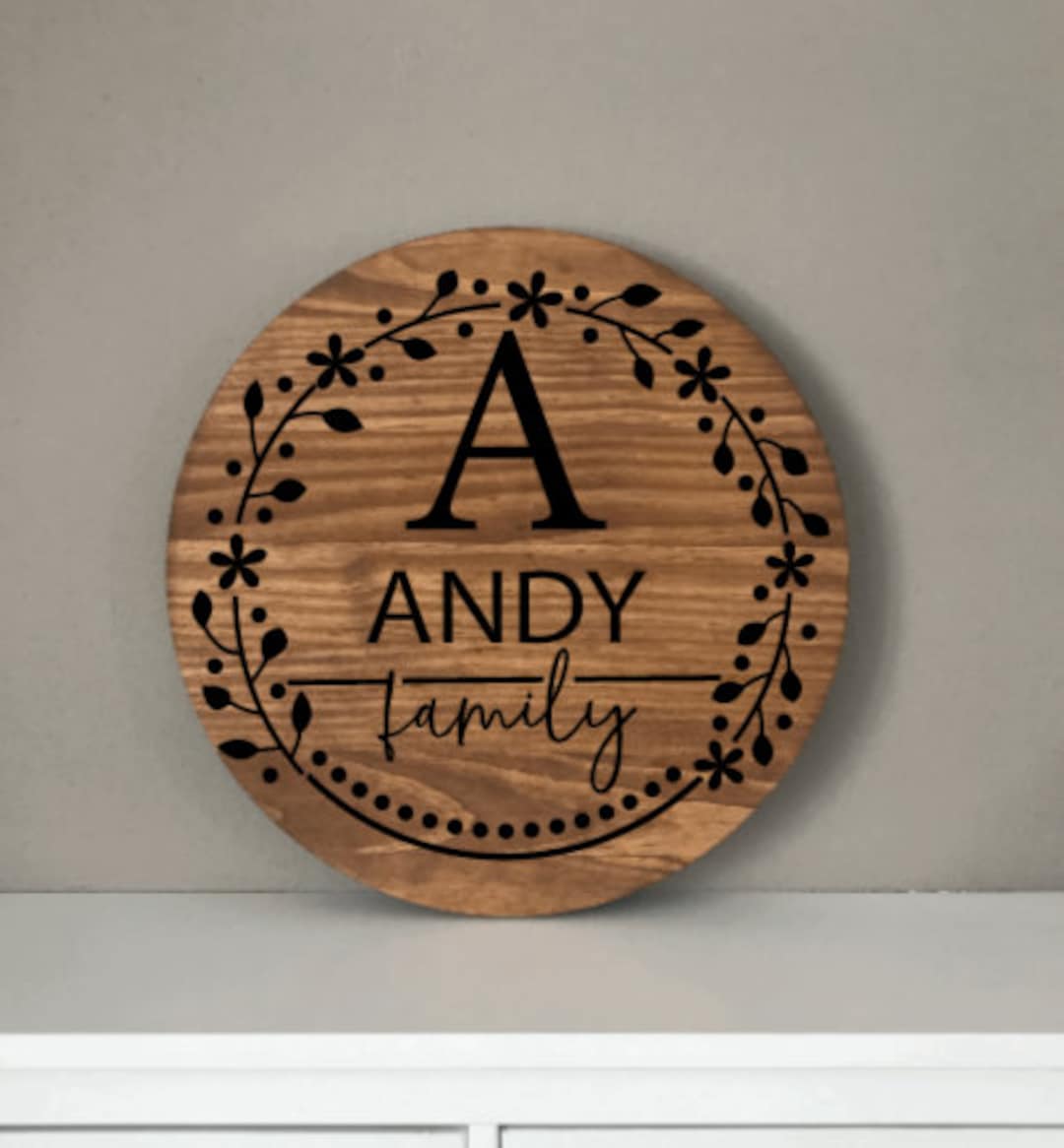 Personalized Family Round Wood Sign, Family Name Sign, Custom Round ...