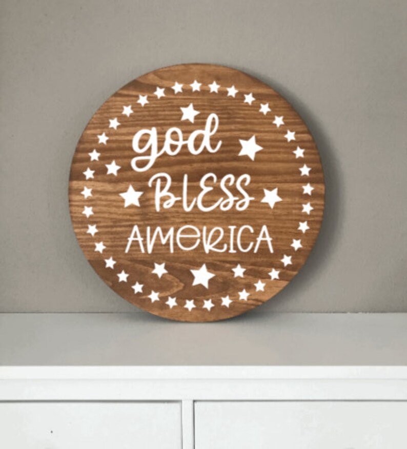 God Bless America Round Sign Front Porch Sign 4th of July - Etsy