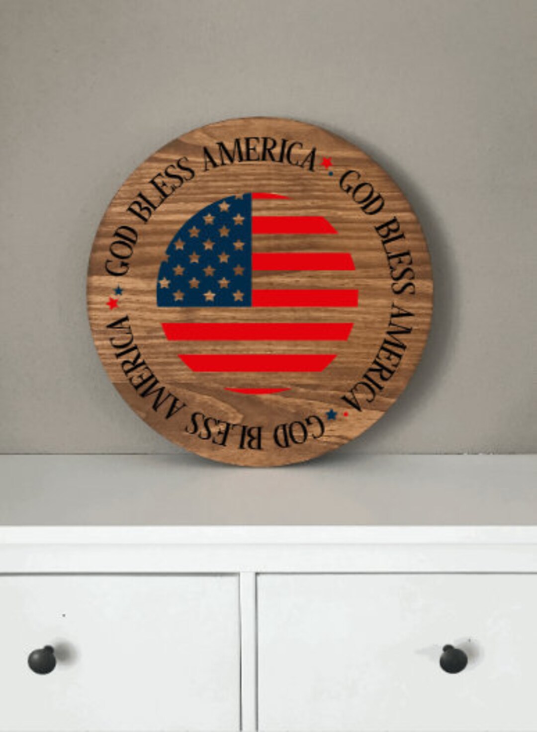 God Bless America Round Sign, Front Porch Sign, 4th of July Porch Sign ...