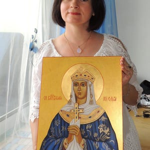 Orthodox Icon "holy Equal-to-the-apostles Princess Olga" Handwritten ...