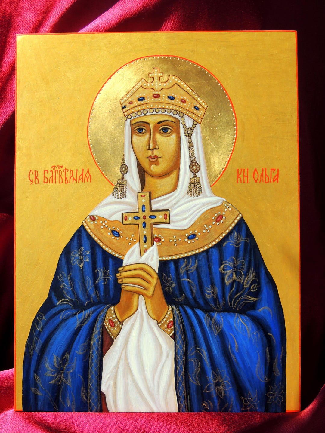 Orthodox Icon "holy Equal-to-the-apostles Princess Olga" Handwritten ...
