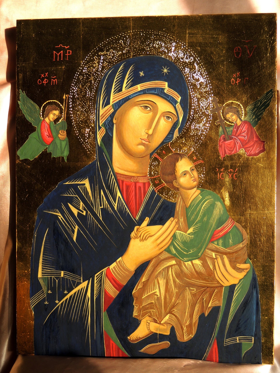 HAND PAINTING. Icon of the Mother of God and Jesus. Icon of the Mother ...