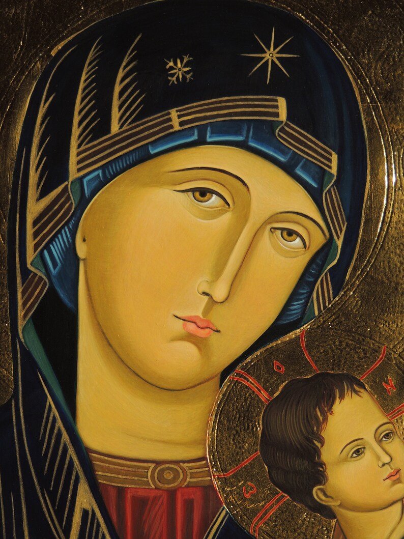 HAND PAINTING. Icon of the Mother of God and Jesus. Icon of the Mother ...