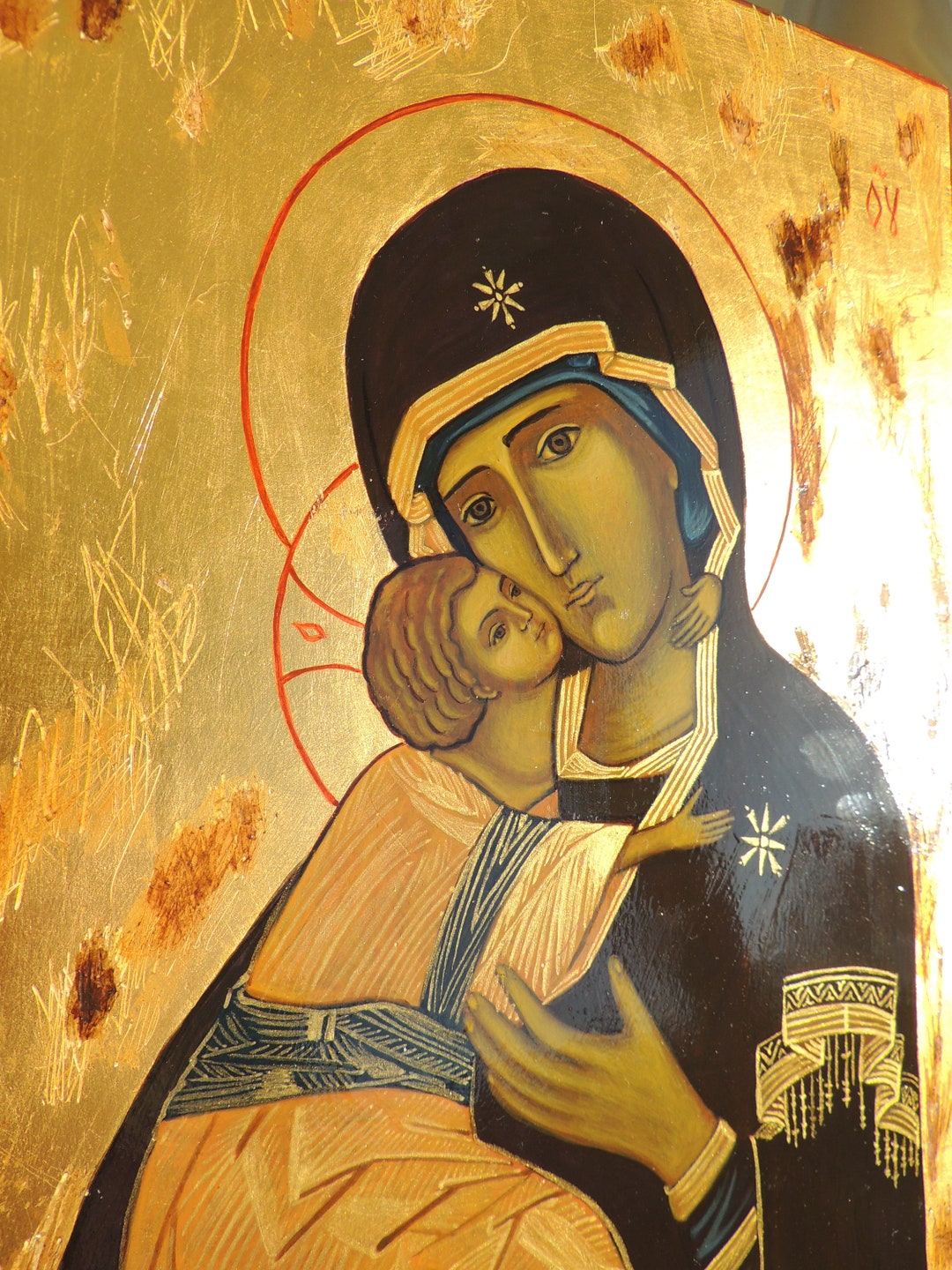 HAND PAINTING. Icon of the Virgin and Jesus. Ukrainian Icon,gift. ORDER ...