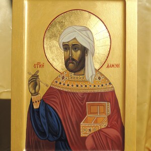 Orthodox Greek Icon "saint Damian" Handwritten, Gift Religious Icon ...