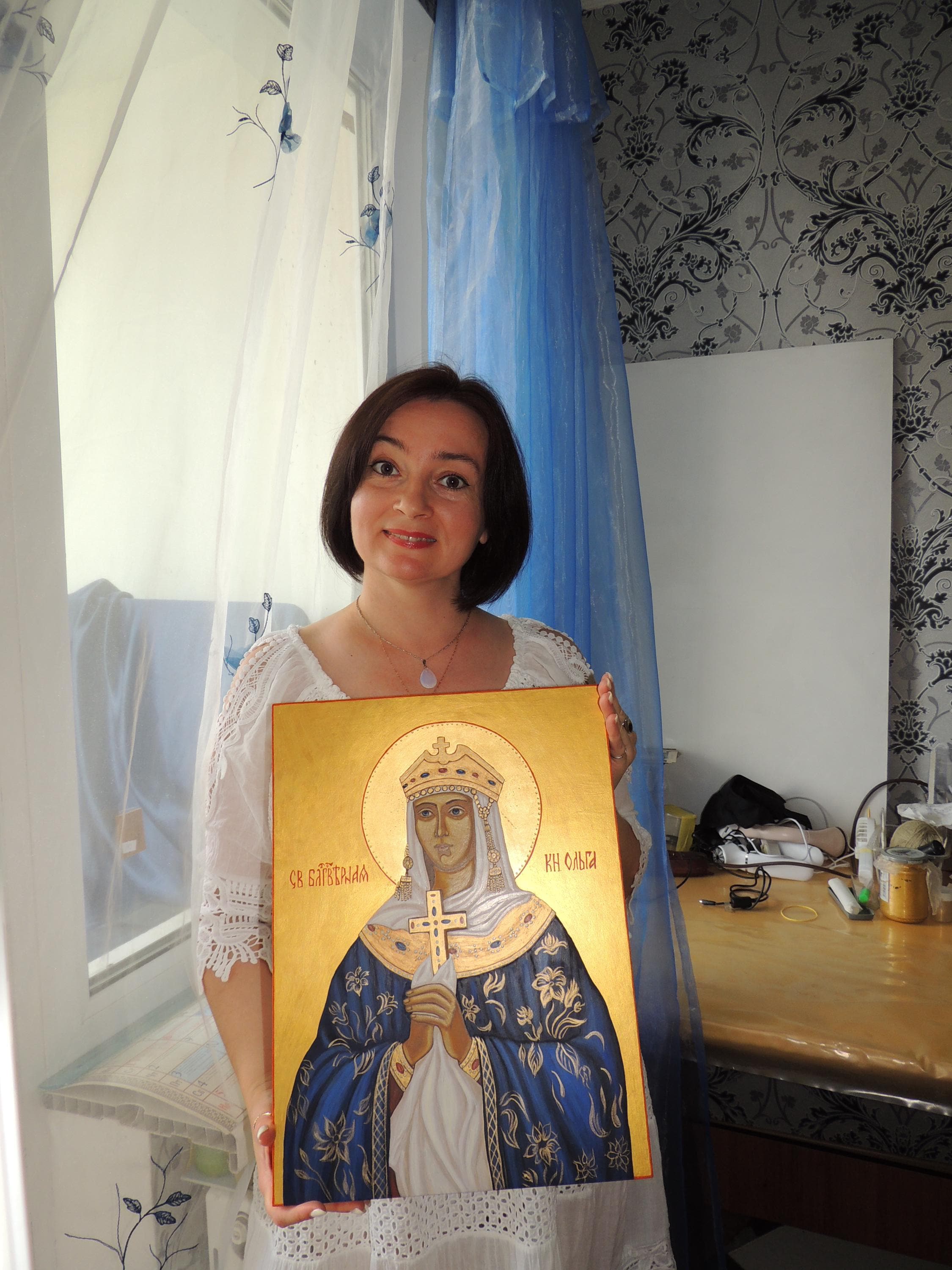 Orthodox Icon "holy Equal-to-the-apostles Princess Olga" Handwritten ...