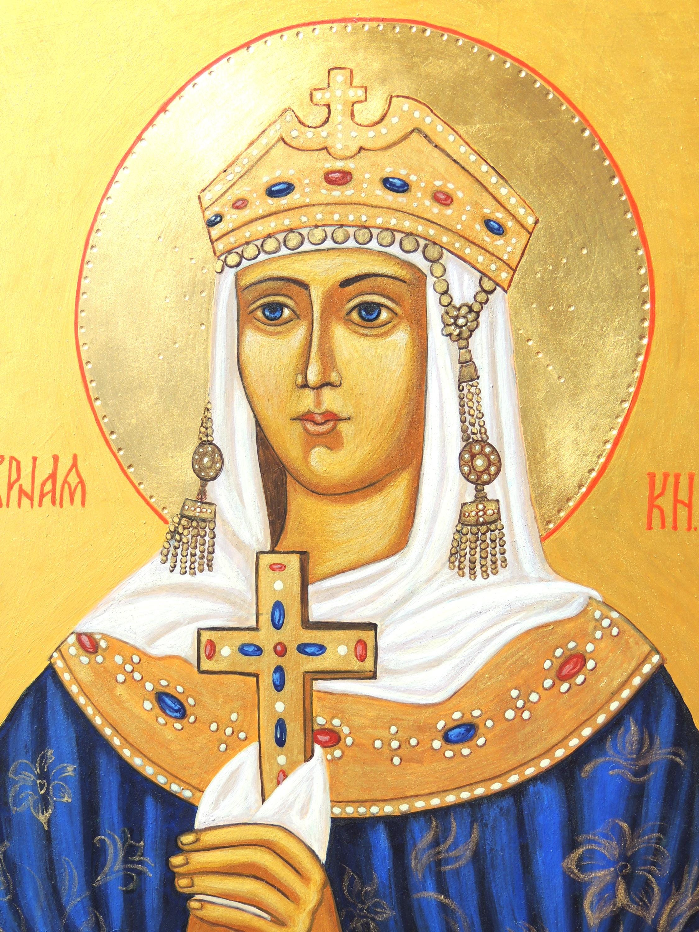 Orthodox Icon "holy Equal-to-the-apostles Princess Olga" Handwritten ...