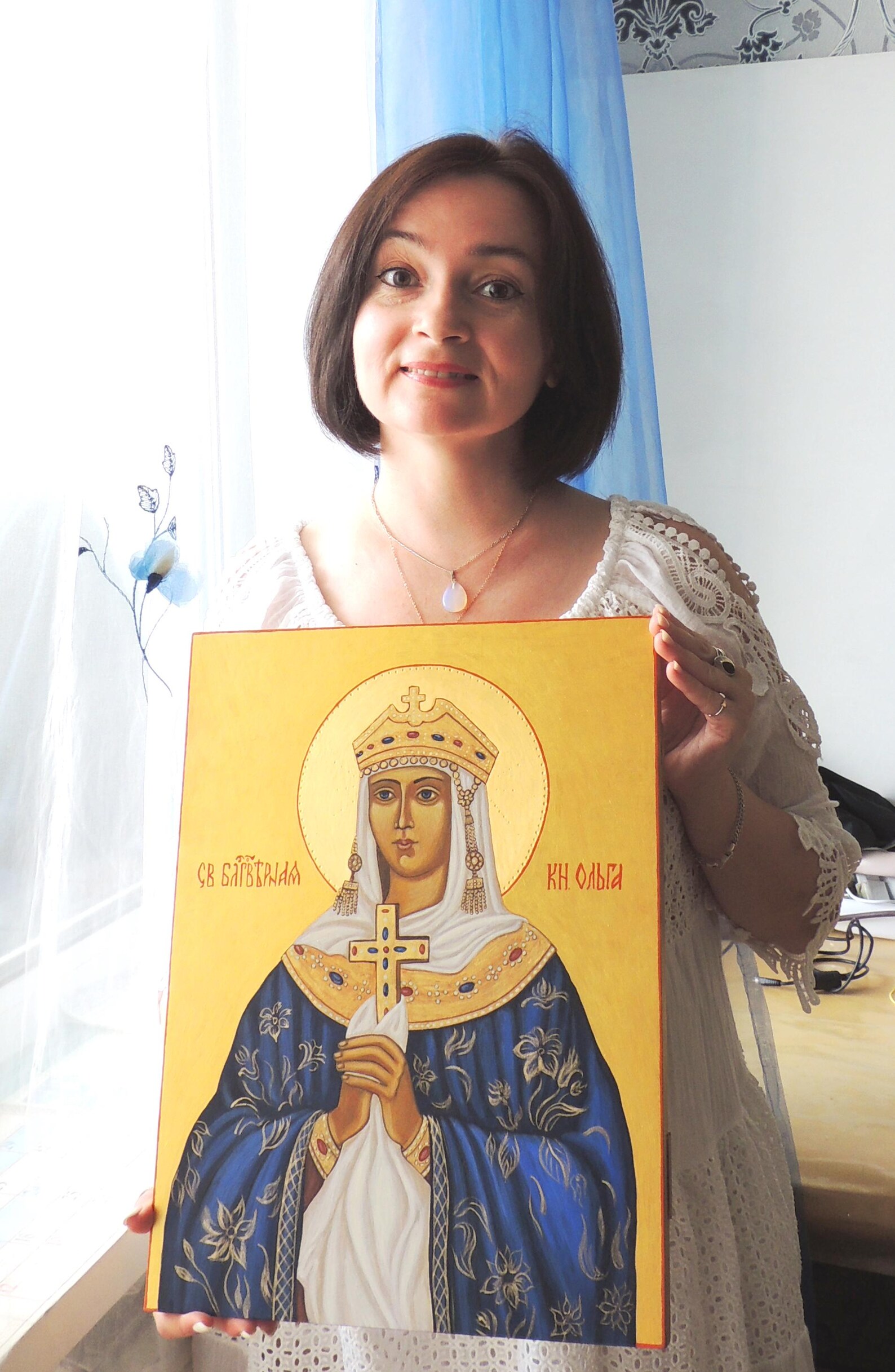 Orthodox Icon "holy Equal-to-the-apostles Princess Olga" Handwritten ...