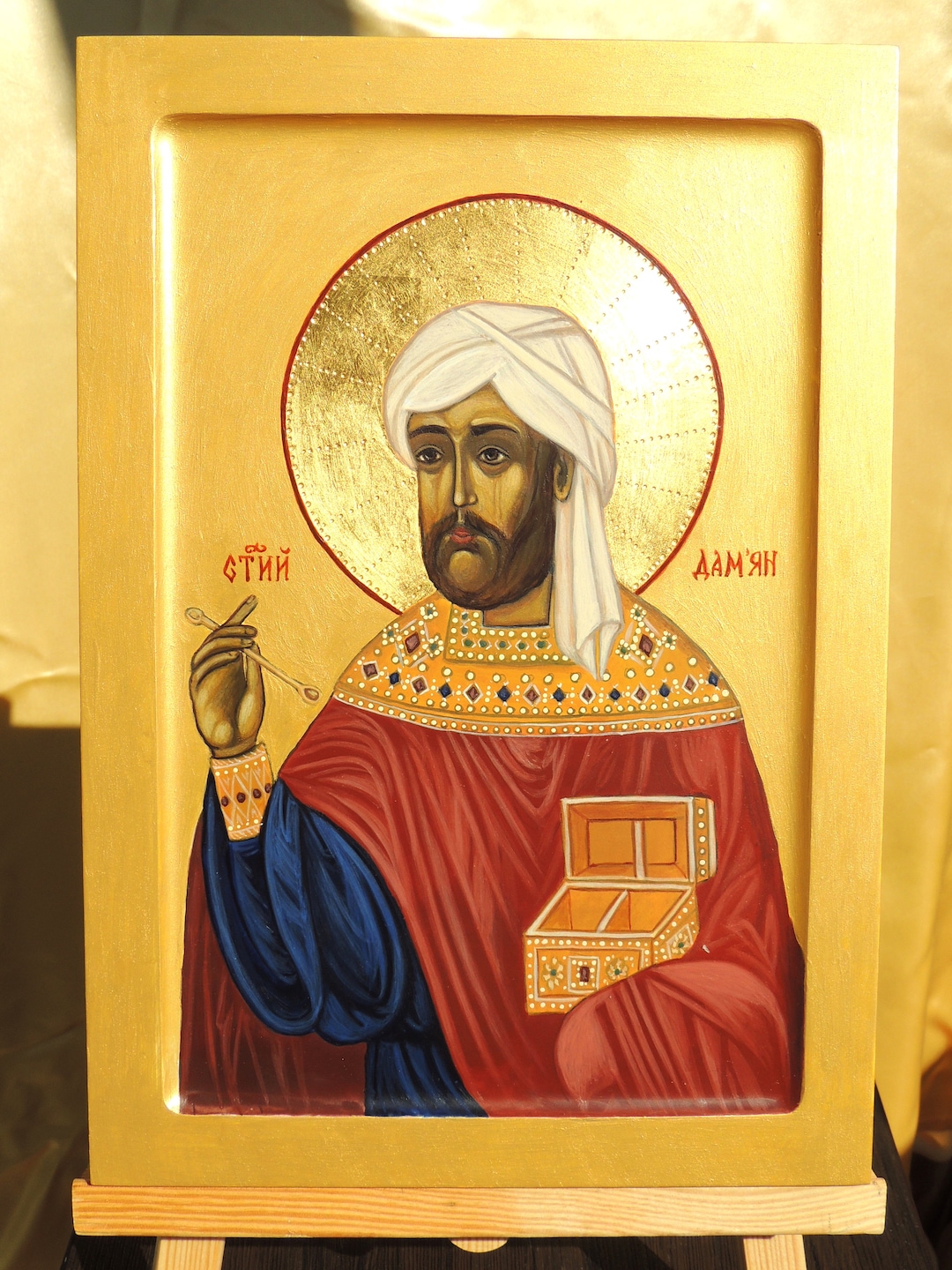 Orthodox Greek Icon "saint Damian" Handwritten, Gift Religious Icon ...